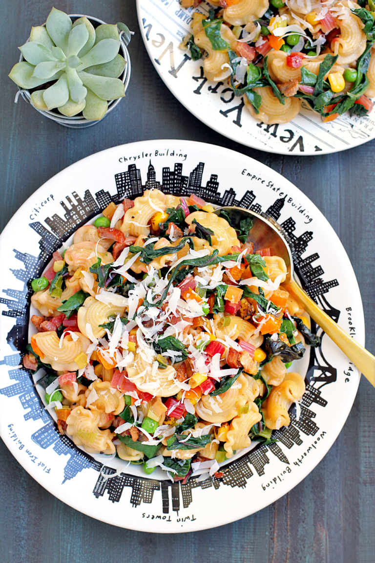 Pasta with Rainbow Chard and Bacon - Two of a Kind